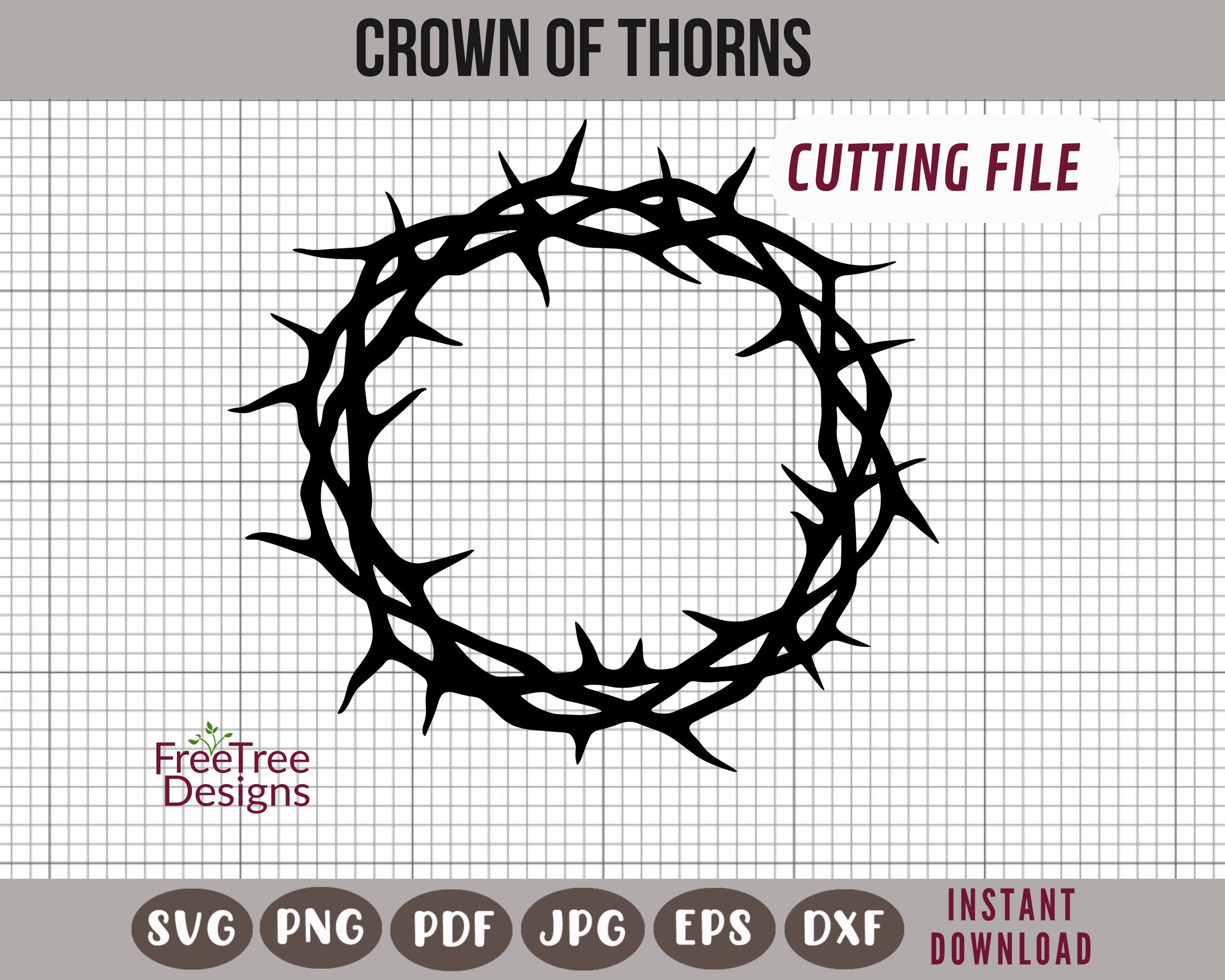 Crown of Thorns SVG, Laser Cutting File, Thorn Crown Cricut PNG ...