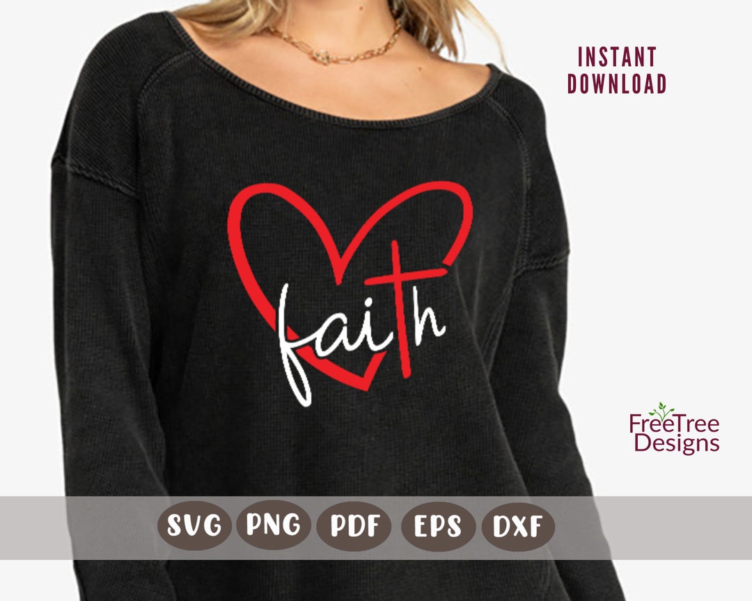 Faith Heart SVG, Christian Heart Design PNG, Laser Cut Heart Cross in ...