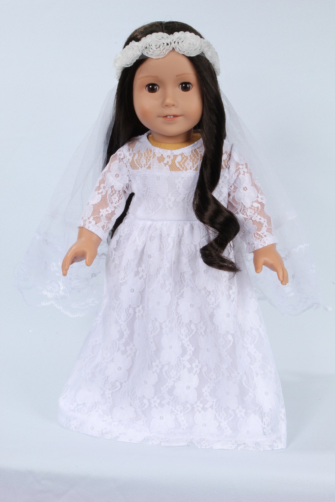 First Communion Dress and Veil for American Girl Dolls and Other 18 ...
