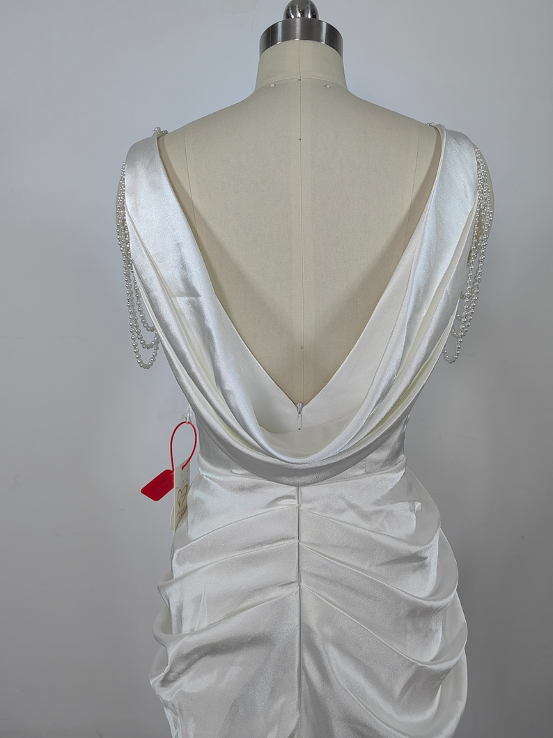 Open Back Mermaid Wedding Ball Gown Split Long Evening Prom Dress Top ...