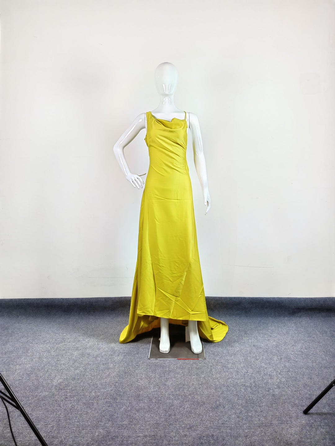 Simple Yellow Open Back Evening Dresses Elegant, A Line Long Prom ...