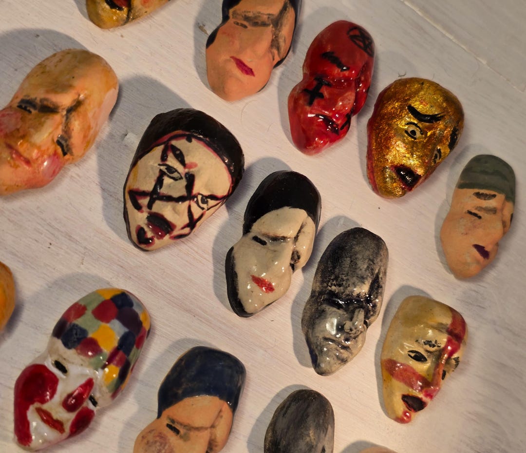 Mini Stoneware Masks: Devil, Angel, Clown, Monk - Handmade - Etsy