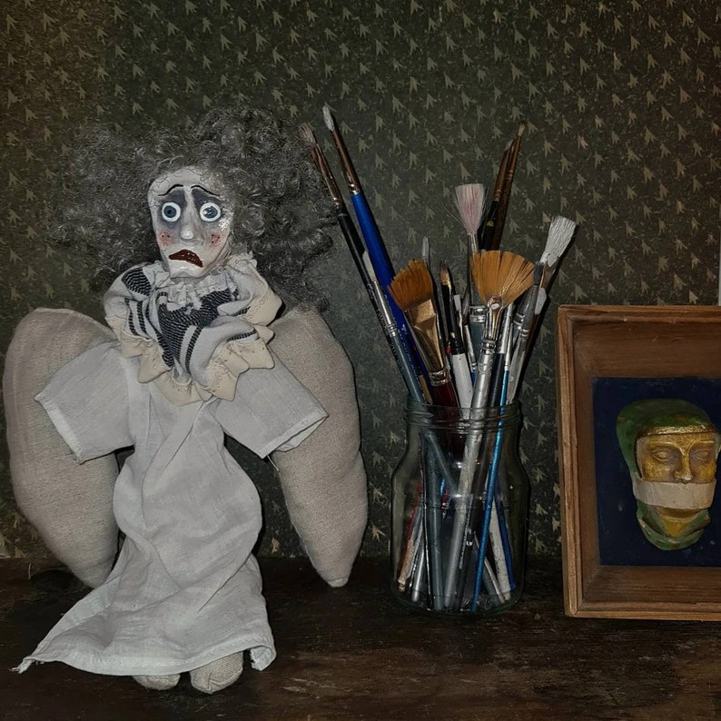 Sad Angel Handmade Goth Puppet Sad Doll Sad Puppet Grieving Doll Grief ...