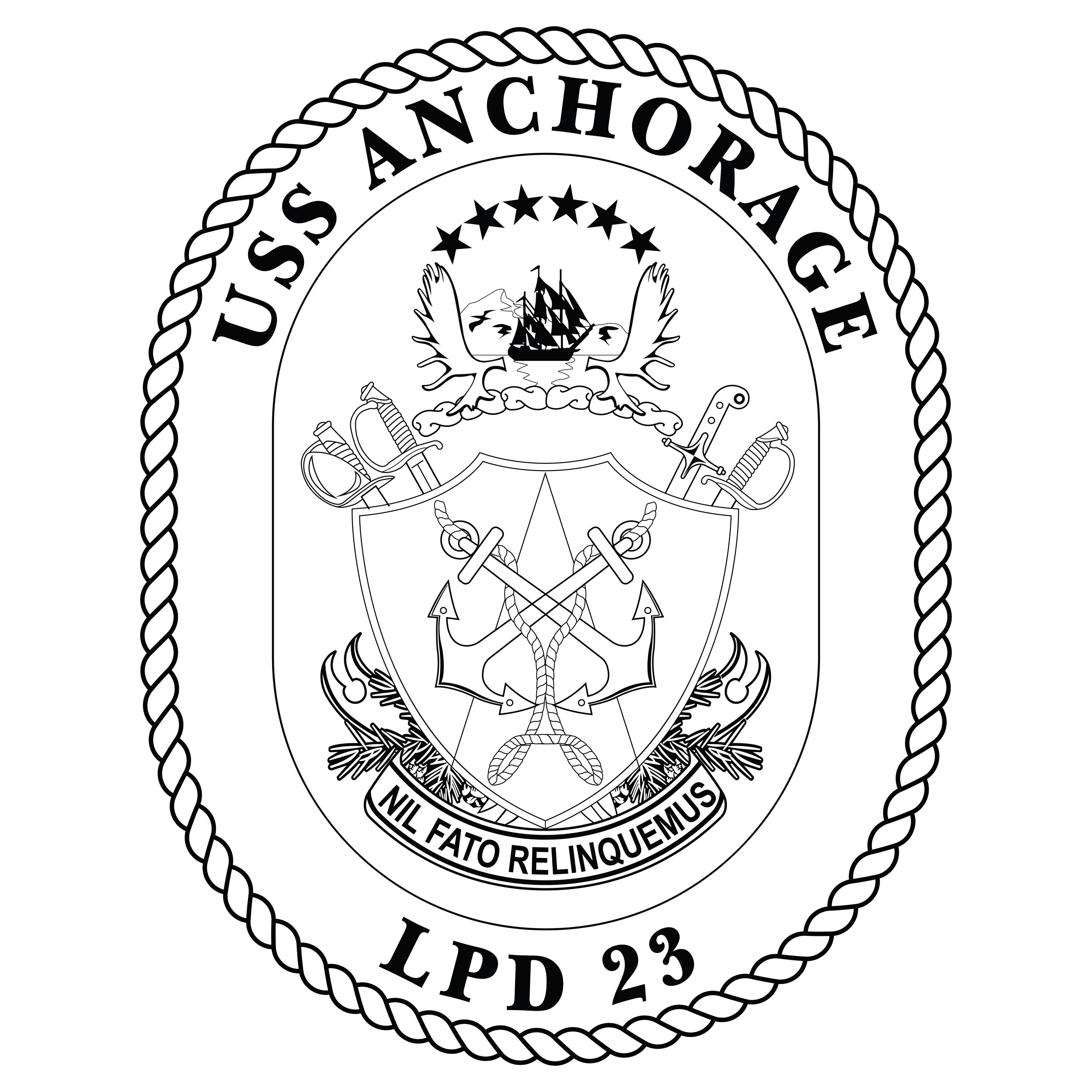 US Navy USS Anchorage LPD-23 Amphibious Transport Dock - Color and Line ...