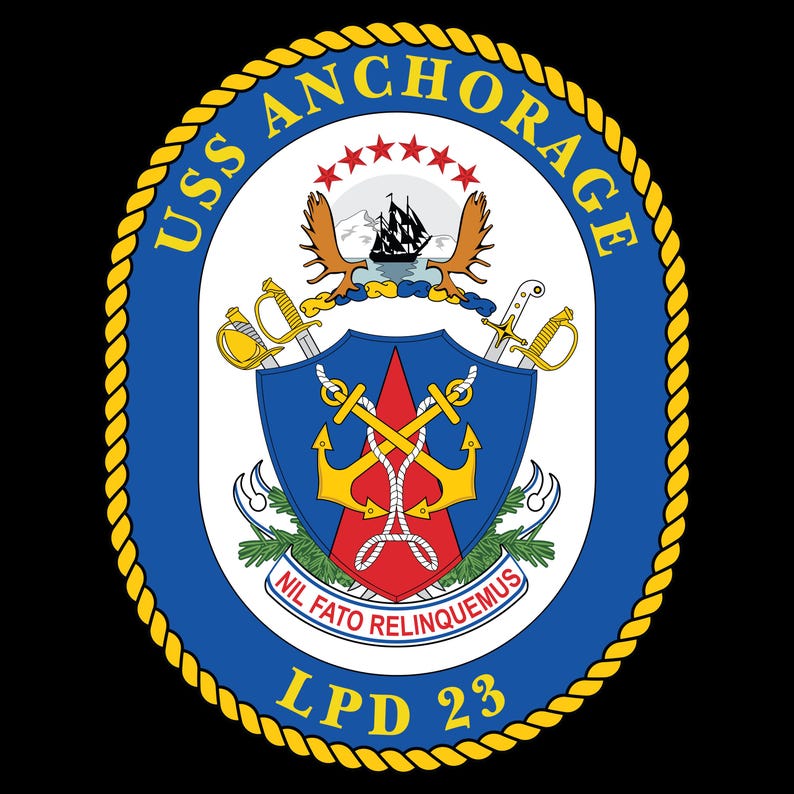 US Navy USS Anchorage LPD-23 Amphibious Transport Dock - Color and Line ...