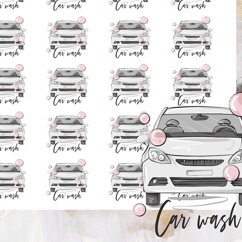 Wash Car Functional/icon Stickers Planner Stickers Erin - Etsy