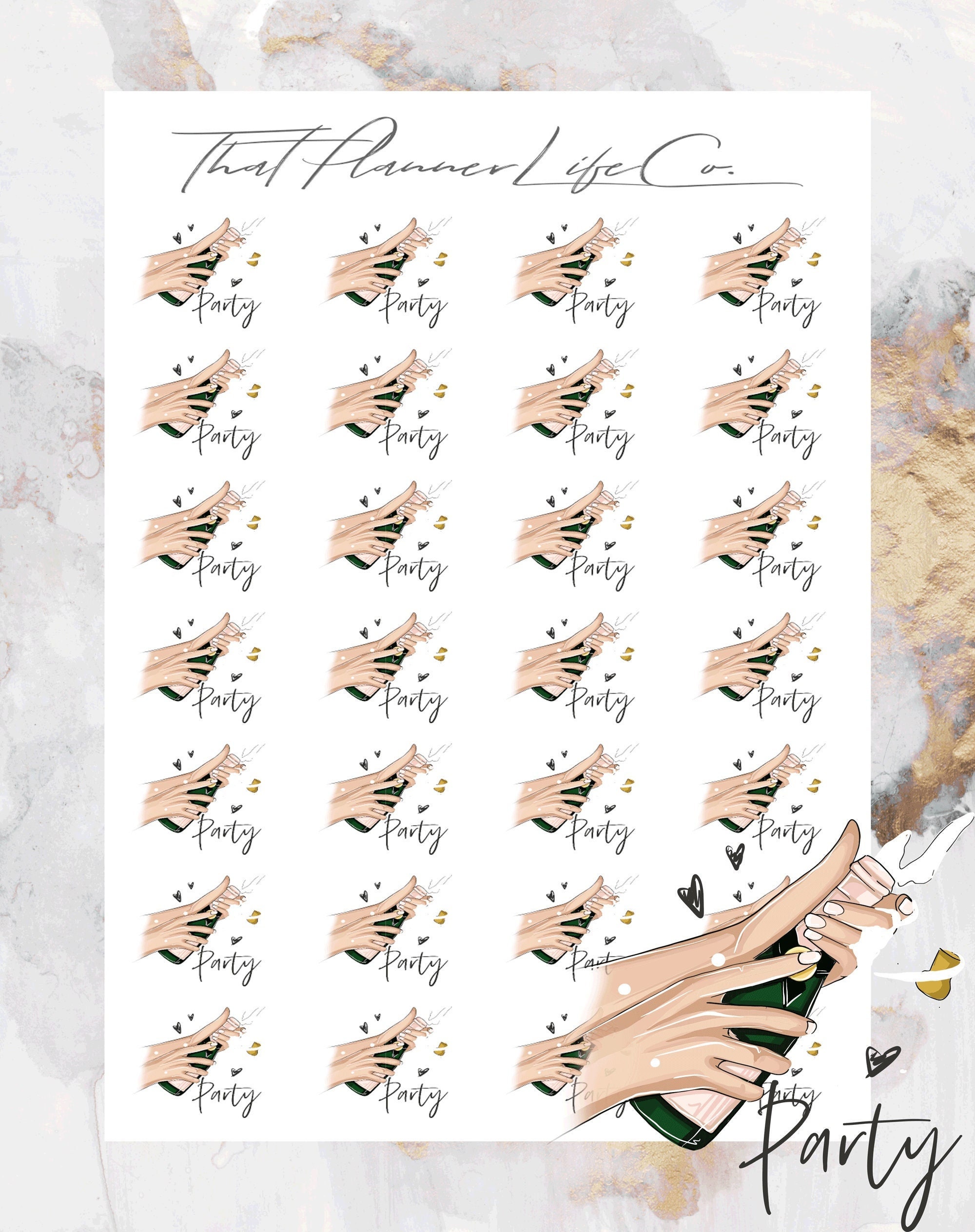 Party Functional/icon Stickers Planner Stickers Erin Condren - Etsy