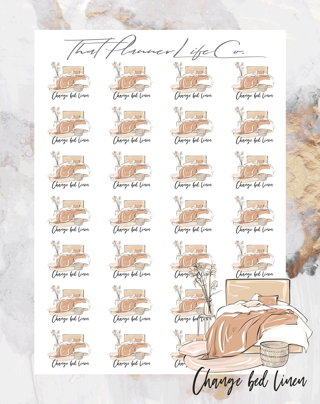 Change Bed Linen Functional/icon Stickers, Planner Stickers, Erin ...