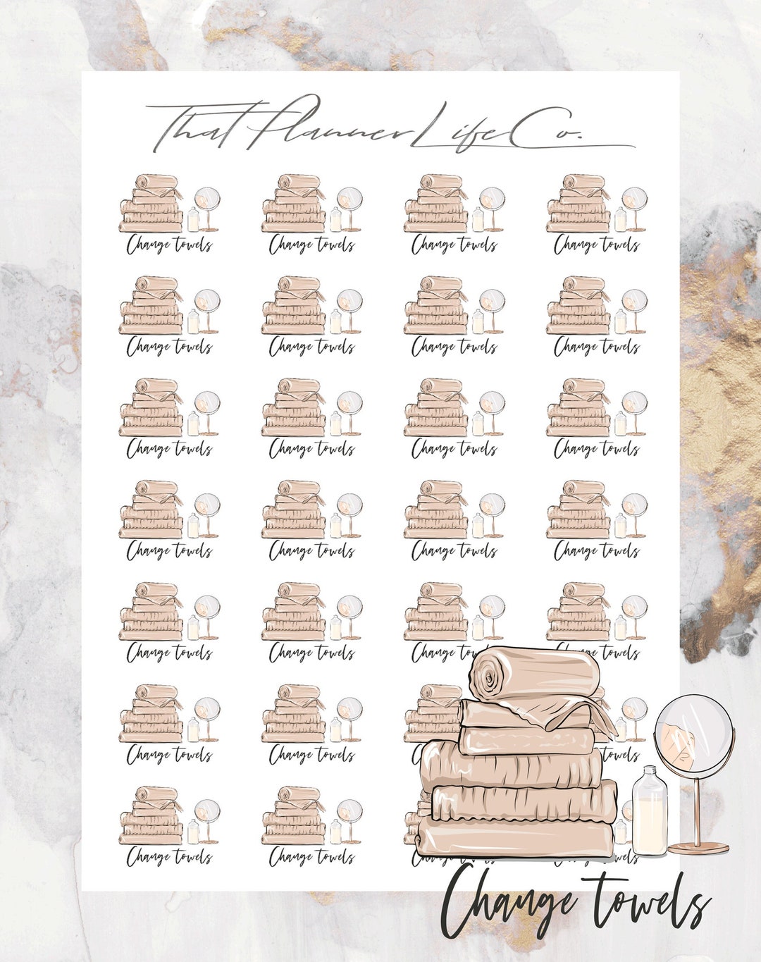 Change Towels Functional/icon Stickers, Planner Stickers, Erin Condren ...