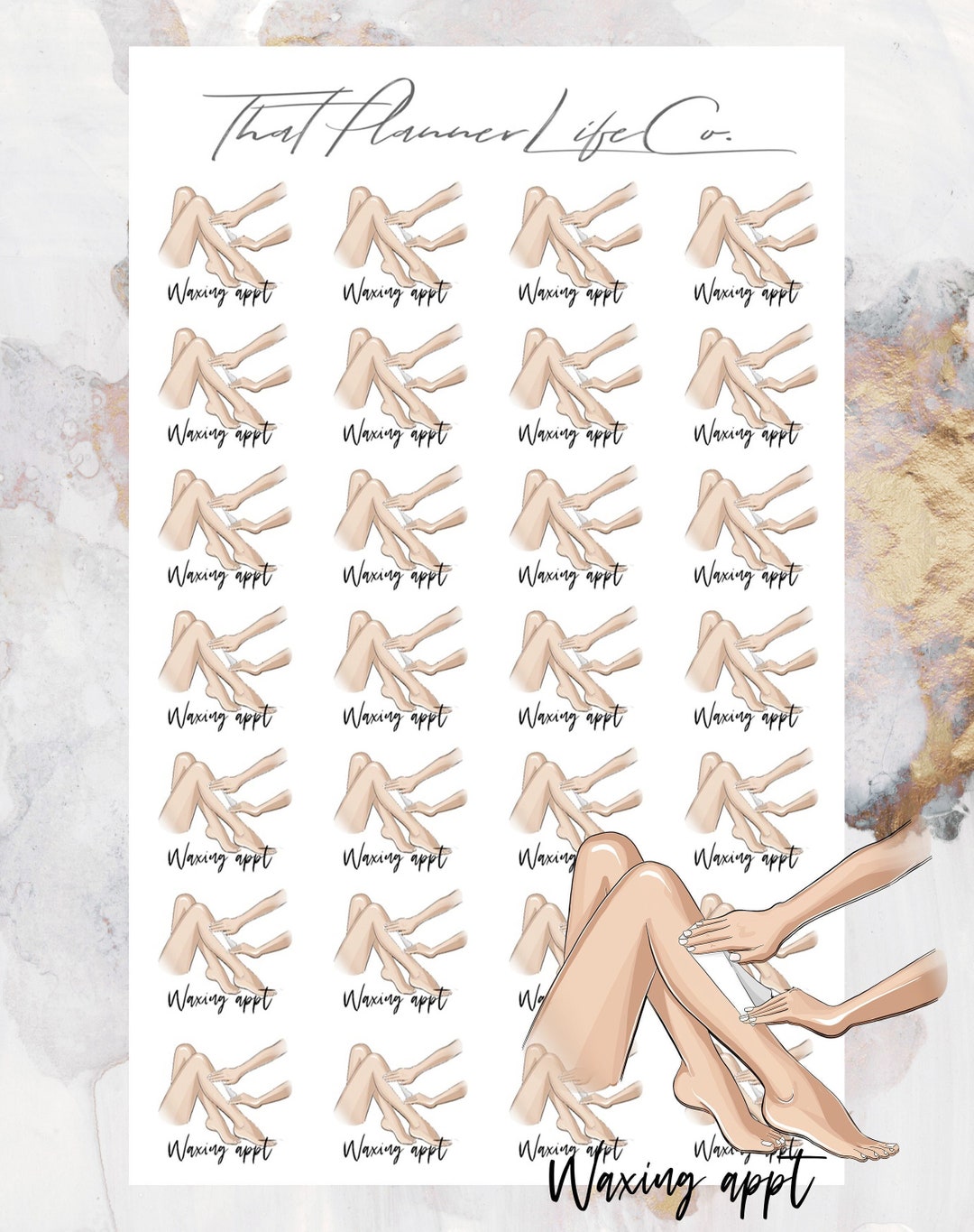Waxing Appointment Functional/icon Stickers, Planner Stickers, Erin ...