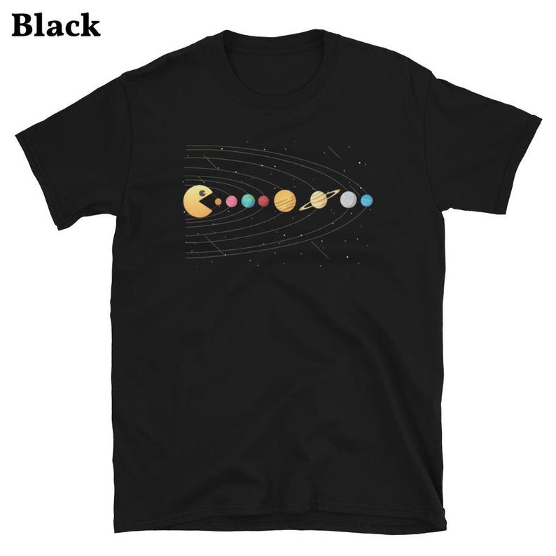 Pac Man Sun Solar System Planets Retro Space Gamer T-shirt - Etsy
