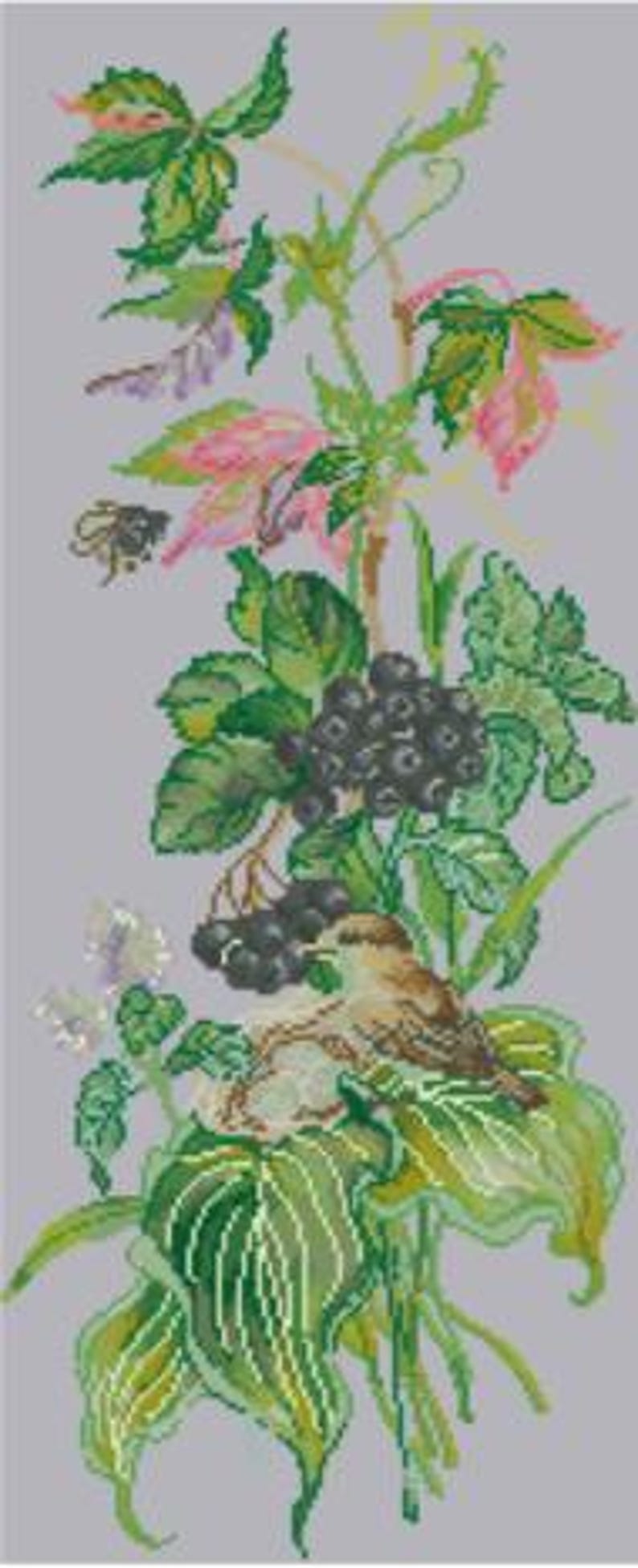 Black Rowan, Cozy Embroidery PDF - Cross Stitch - Floral Design (PDF ...
