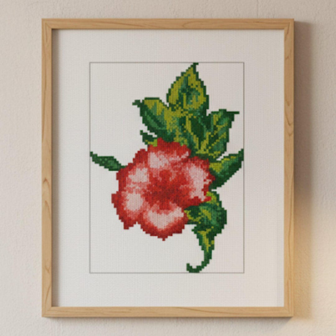Hibiscus Cross Stitch Pattern - Floral DIY (PDF Pattern). Colors - 8 ...
