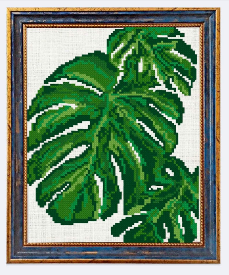 Monstera-2 Embroidery Cross Stitch Pattern – Floral Embroidery (PDF ...