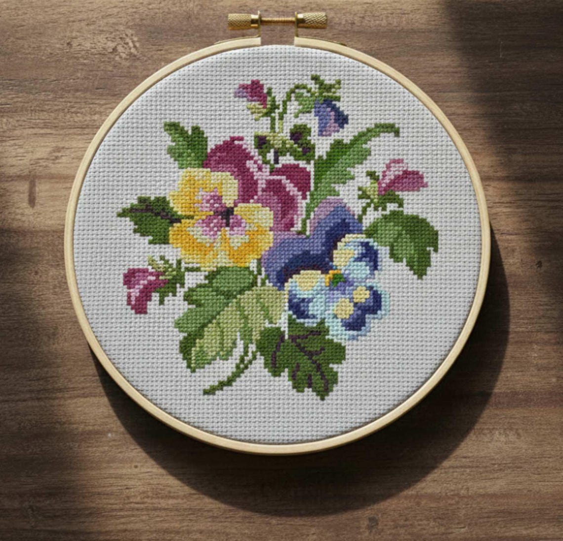 Pansies Cross Stitch Pattern - Floral Embroidery DIY (PDF, Pattern ...