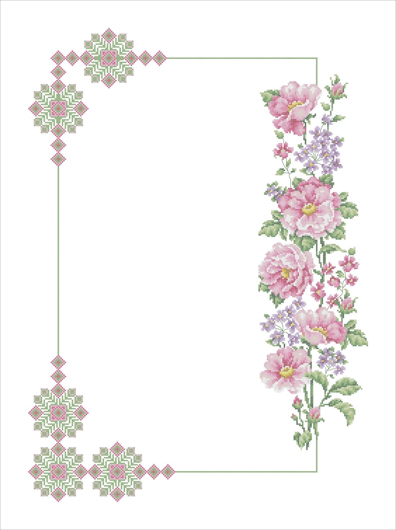 Ornament With Mallow, Cozy Embroidery PDF, Floral Cross Stitch Pattern ...