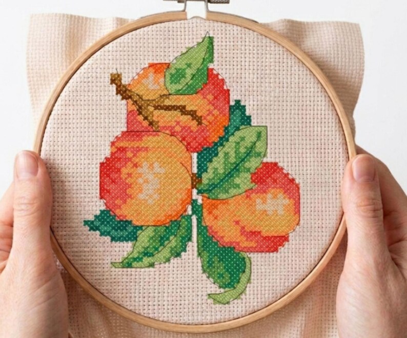 Peach Branch, Cozy Embroidery PDF, Cross Stitch Pattern – Floral DIY ...