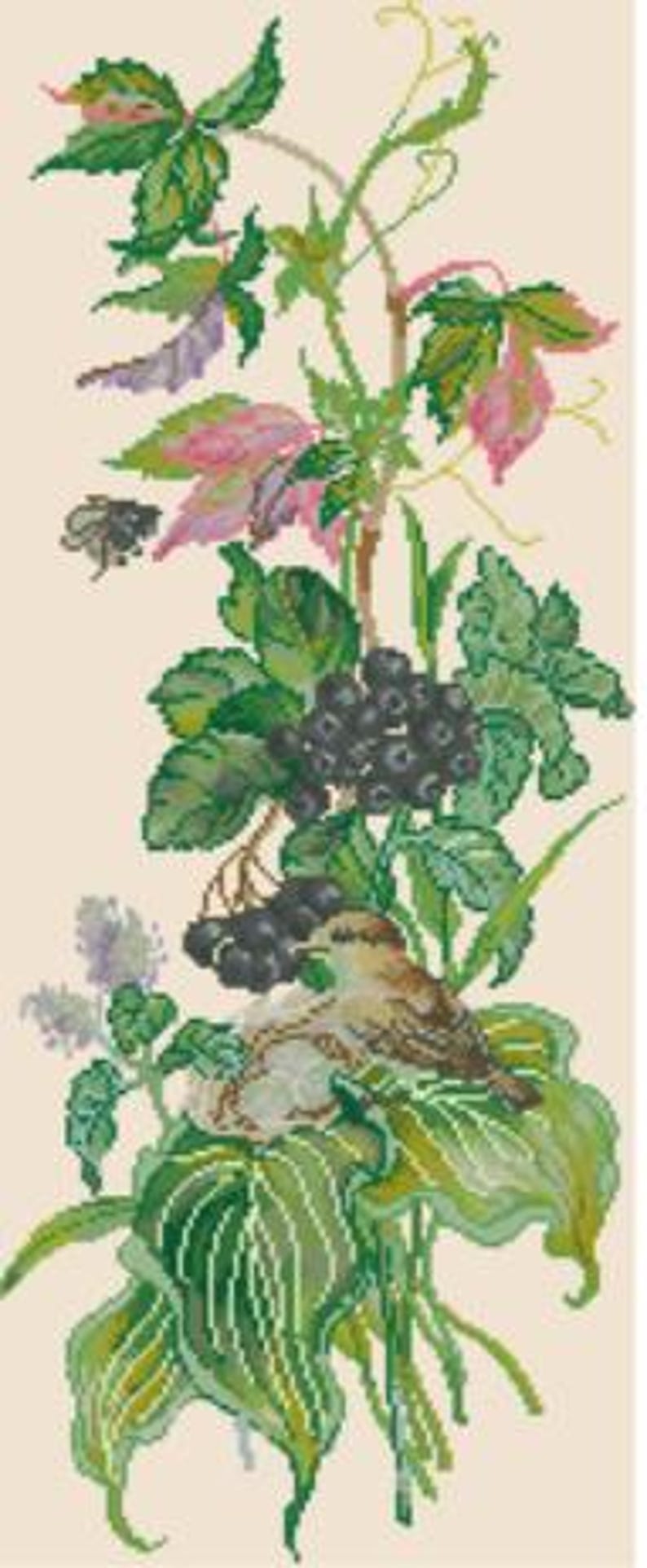 Black Rowan, Cozy Embroidery PDF - Cross Stitch - Floral Design (PDF ...