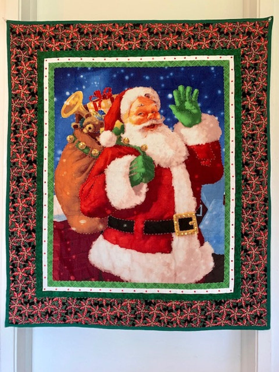 Santa's Toy Bag! Handquilted and Beaded Sequined Embellishments - Etsy