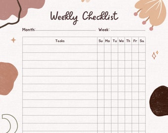 Weekly to Do List Printable, Floral Planner Checklist, Weekday Tasks ...