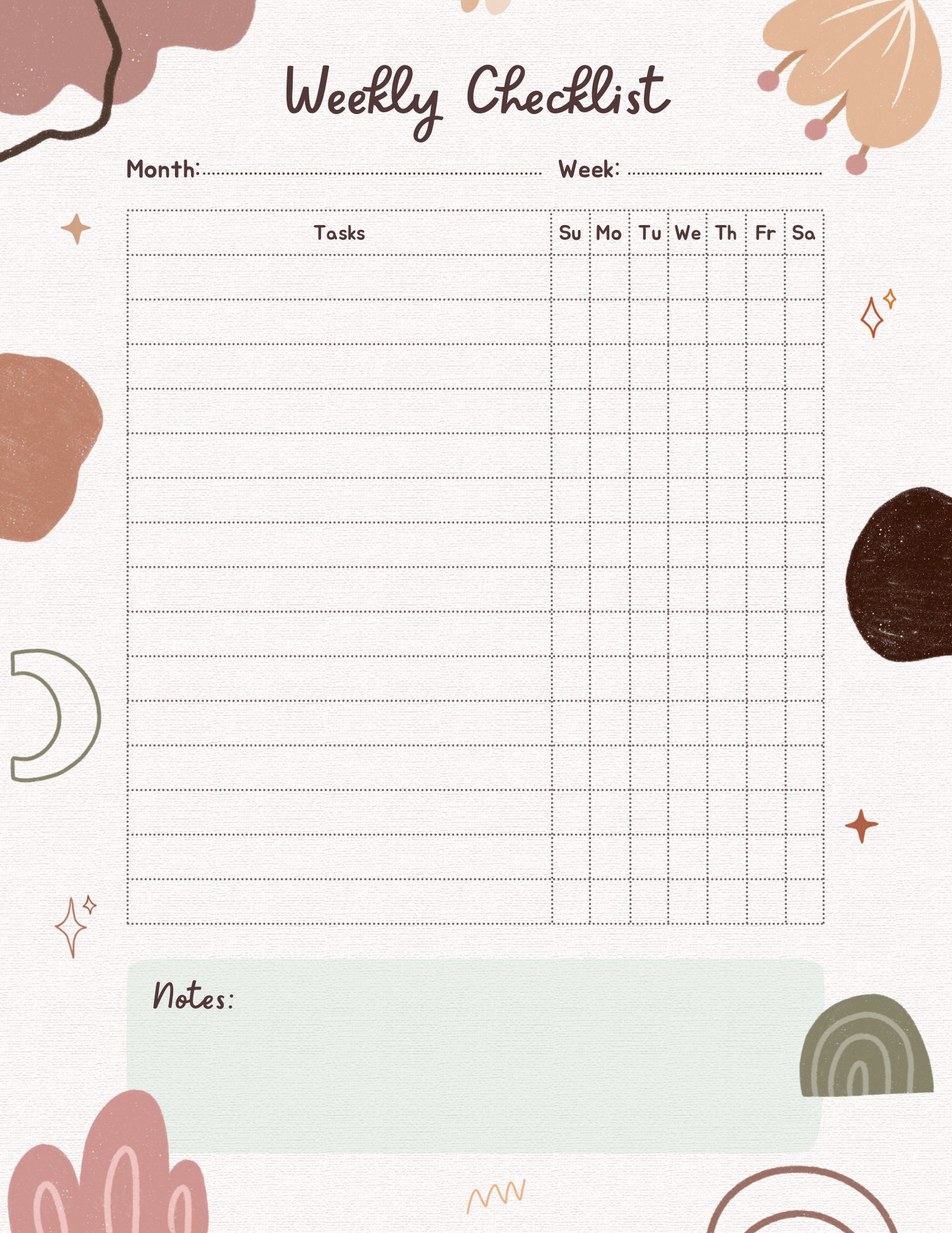 Weekly Planner Checklist Printable Download - Etsy