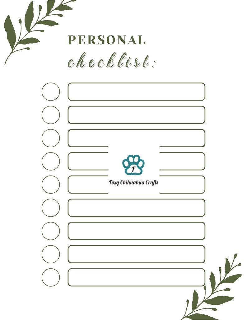 Personal Checklist Printable Download - Etsy