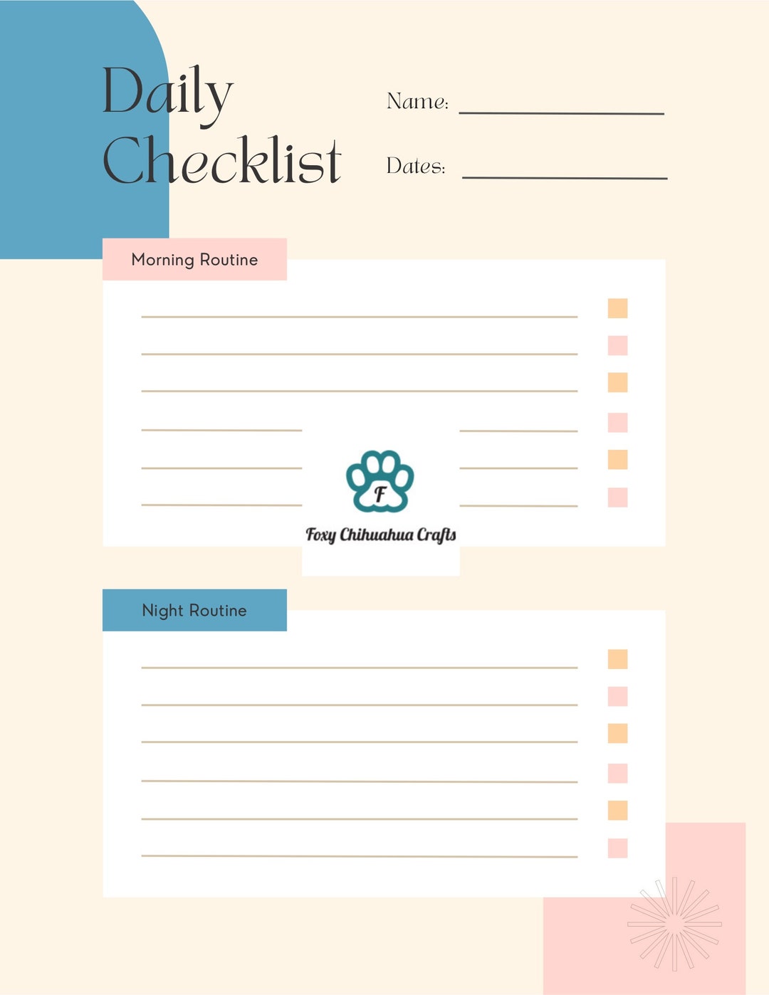 Daily Checklist - Morning and Night Routine - Etsy