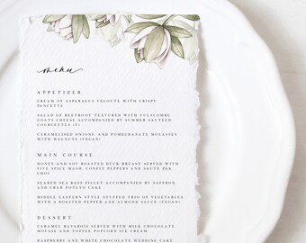 Water Lily Menu Template Printable Personalised Wedding Menu | Etsy