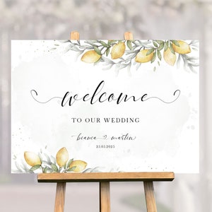 Lemon Wedding Welcome Sign Template, Printable Olive Welcome Poster ...