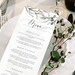 Olive Printable Personalised Wedding Menu Card Template, Watercolor ...