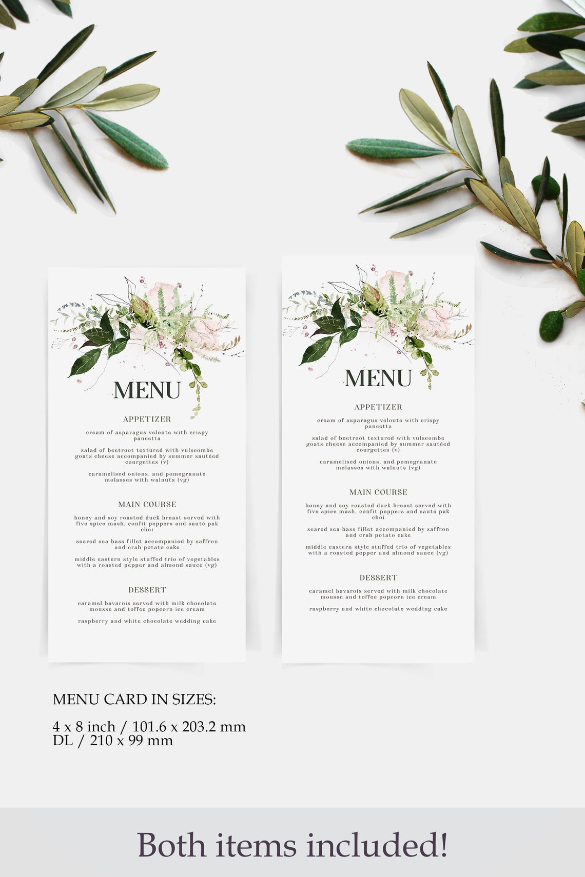 Wedding Menu Template Garden Theme Wedding Printable Menu - Etsy