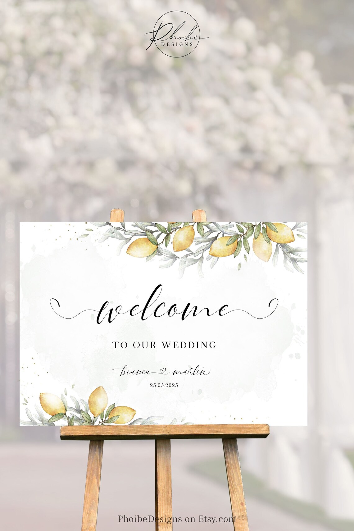 Lemon Wedding Welcome Sign Template Printable Olive Welcome | Etsy