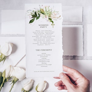 Watercolor Greenery Wedding Program Template (digital Download) - Etsy
