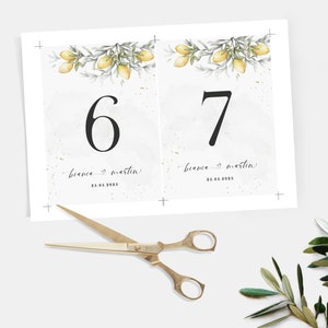 Lemon Table Number Sign Template, Editable & Printable Wedding Table ...