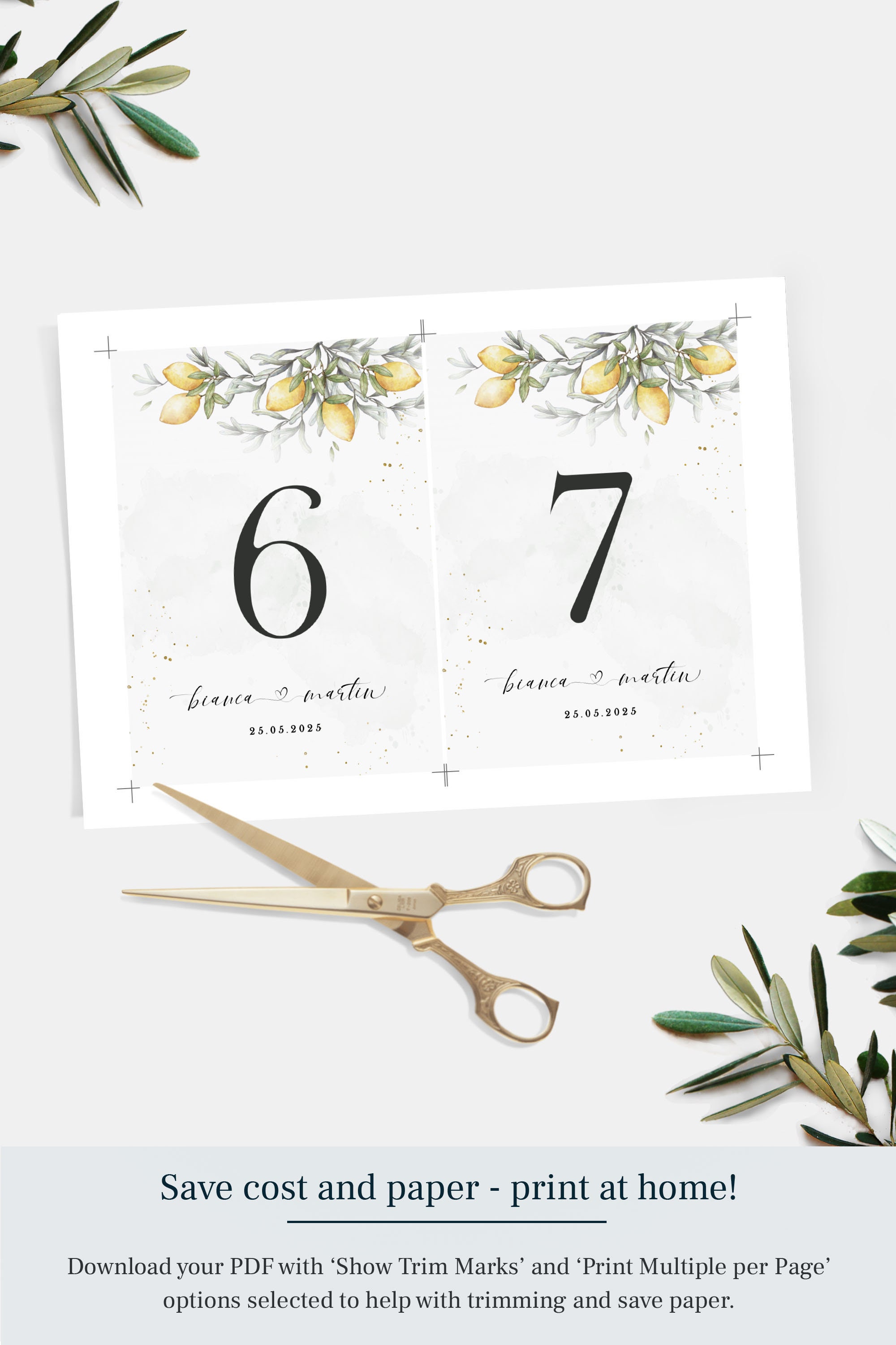 Lemon Table Number Sign Template, Editable & Printable Wedding Table ...