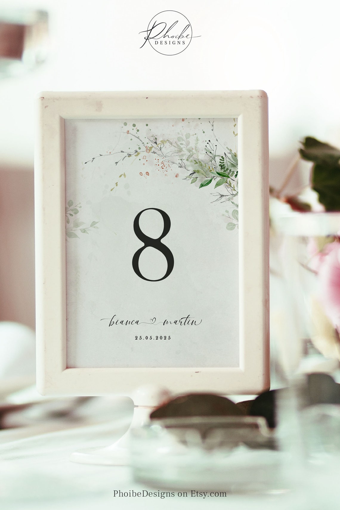 Table Number Sign Template, Editable & Printable Wedding Table Sign ...