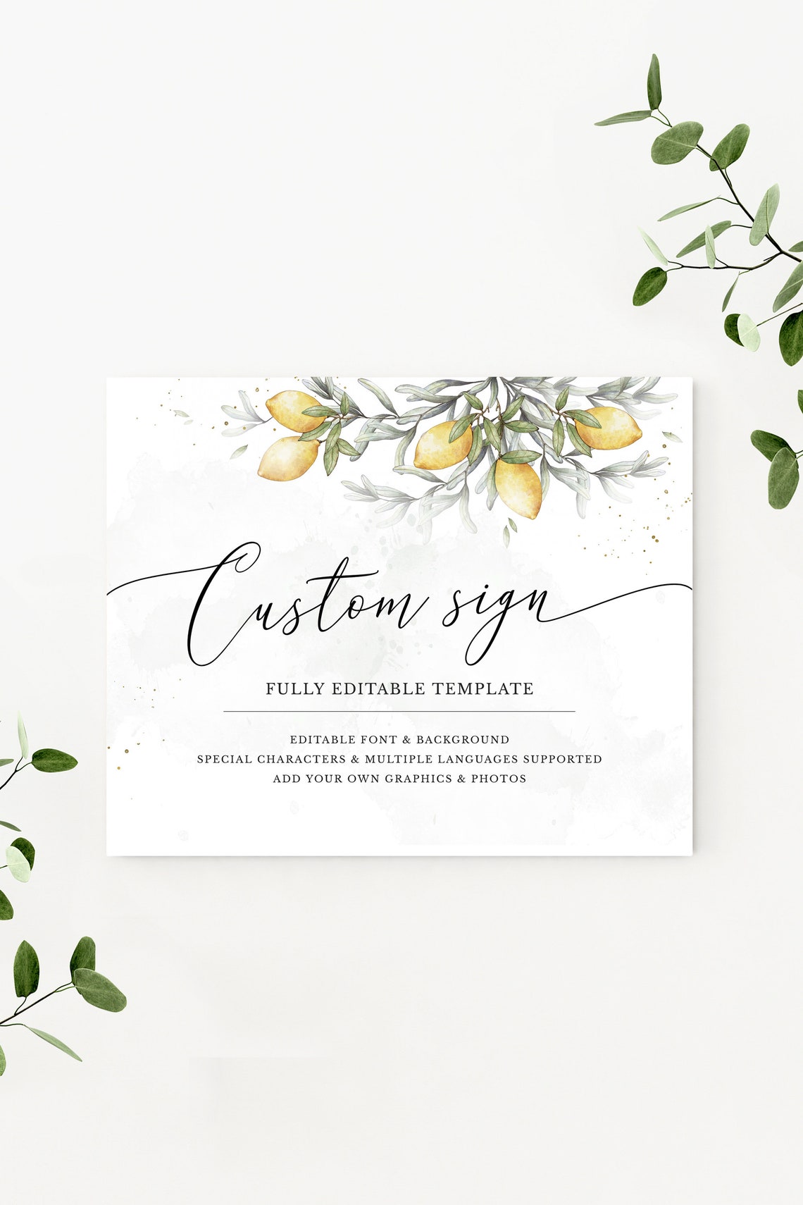 Lemon Printable Personalized Wedding Custom Sign Watercolor - Etsy