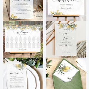 Lemon Table Number Sign Template, Editable & Printable Wedding Table ...