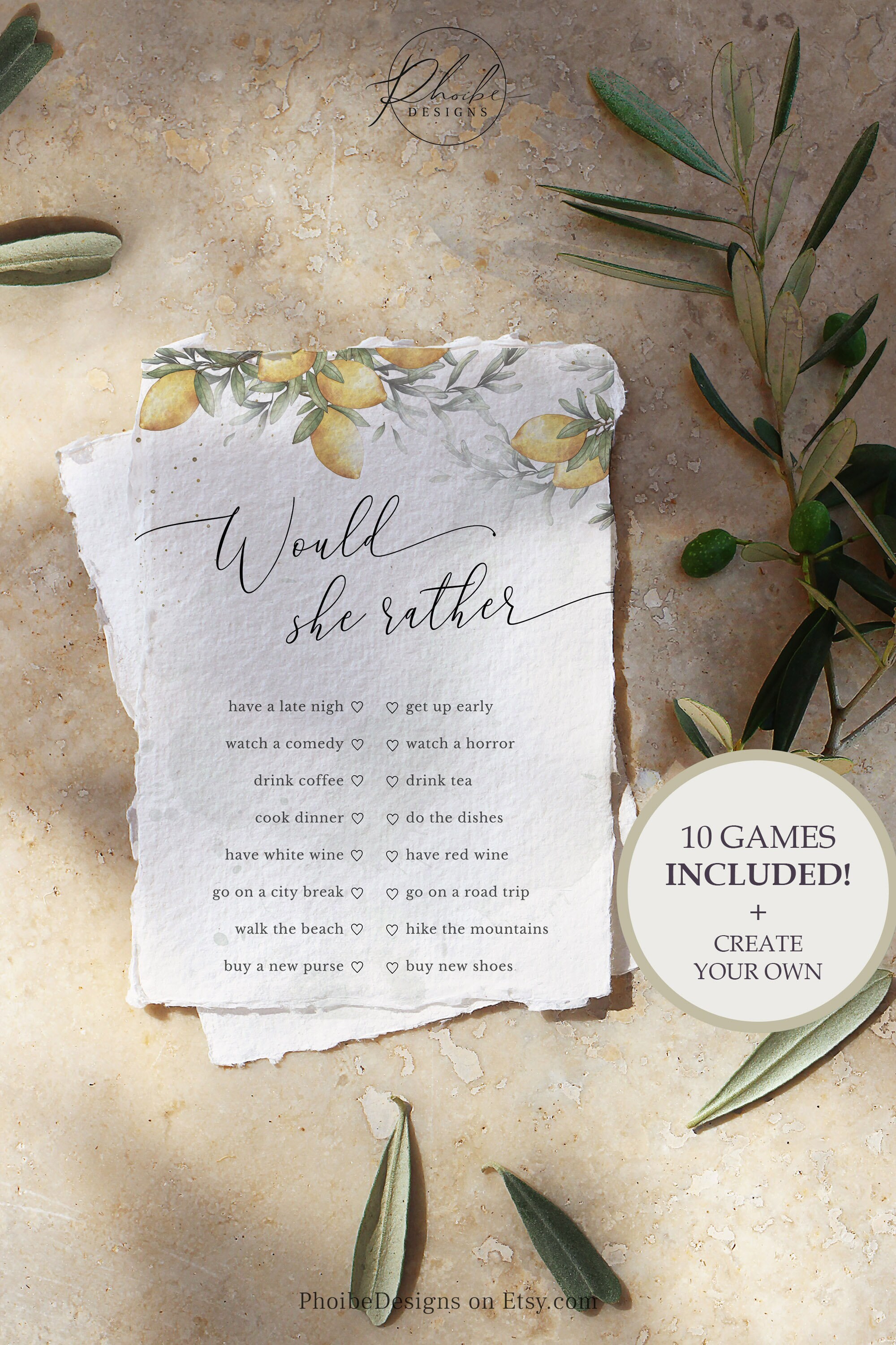 Lemon Bridal Shower Games Printable Hen Party Game Templates - Etsy