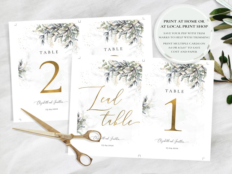 Printable Custom Wedding Table Number Sign Watercolour Boho | Etsy