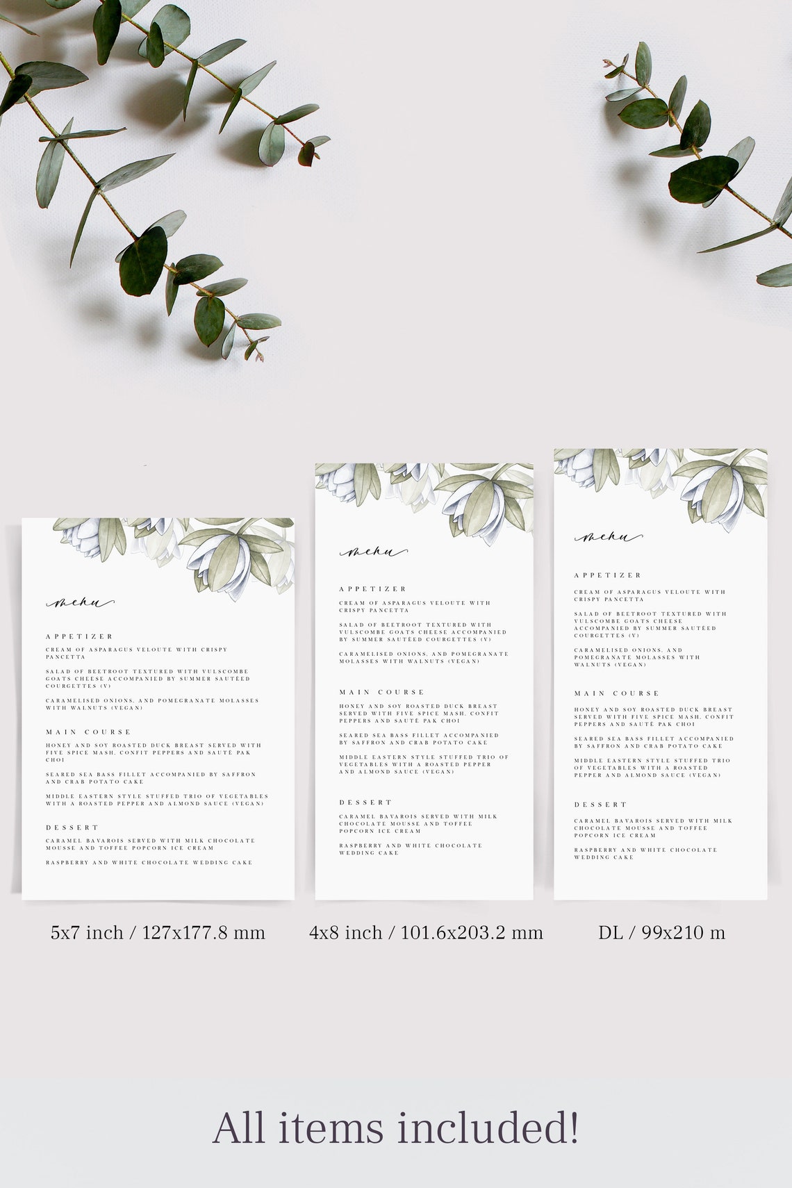 Water Lily Menu Template, Printable Personalised Wedding Menu Card ...