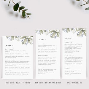 Water Lily Menu Template Printable Personalised Wedding Menu | Etsy