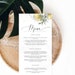 Lemon Printable Personalised Wedding Menu Card Template - Etsy