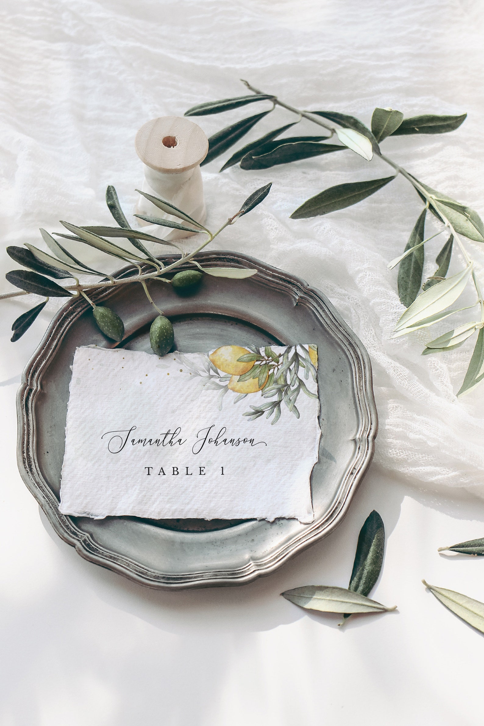 Lemon Printable Wedding Table Name Tag Template Watercolour - Etsy