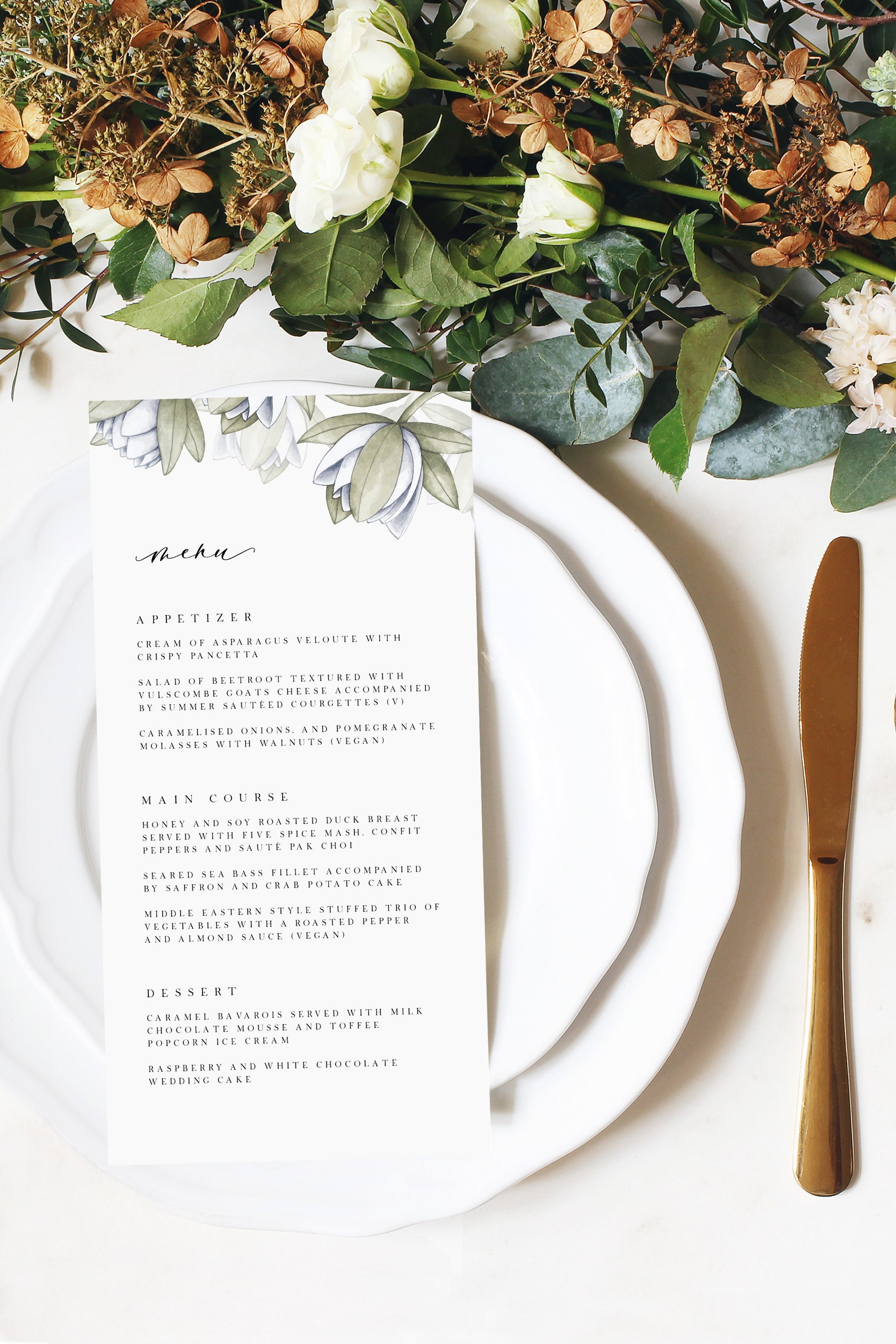 Water Lily Menu Template Printable Personalised Wedding Menu | Etsy