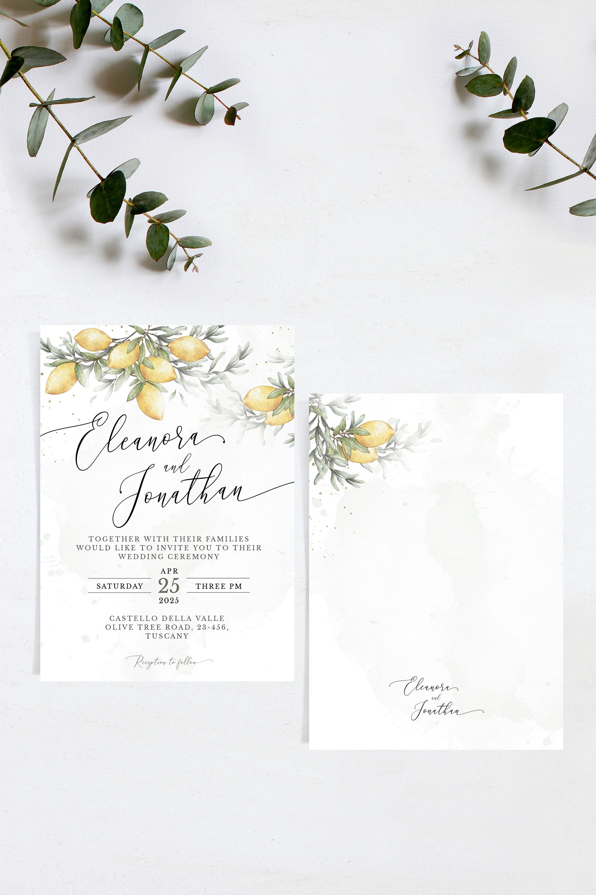 Lemon Wedding Invitation Template Olive Wedding Invitation - Etsy