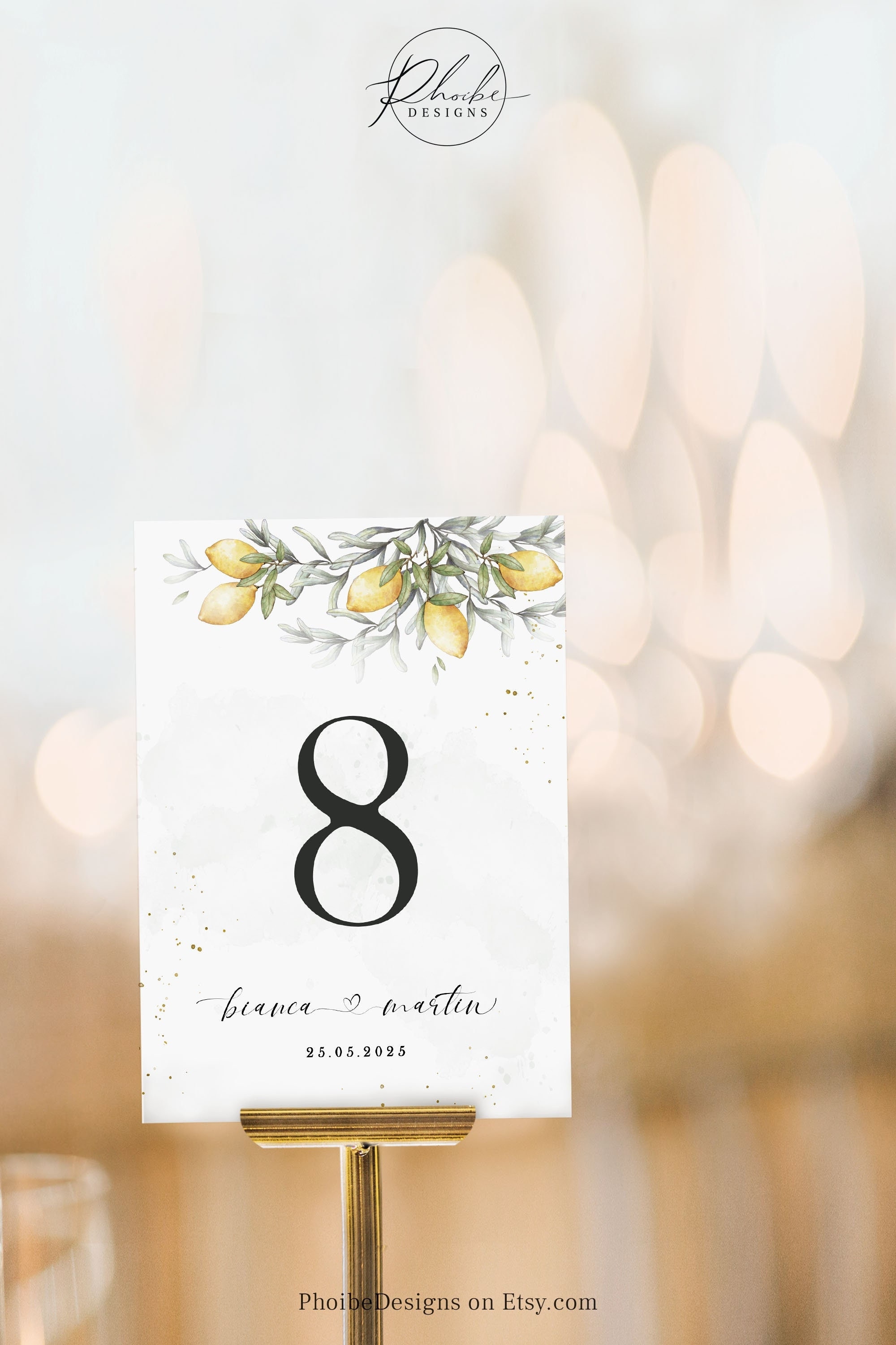 Lemon Table Number Sign Template, Editable & Printable Wedding Table ...