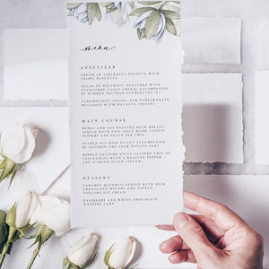 Water Lily Menu Template, Printable Personalised Wedding Menu Card ...