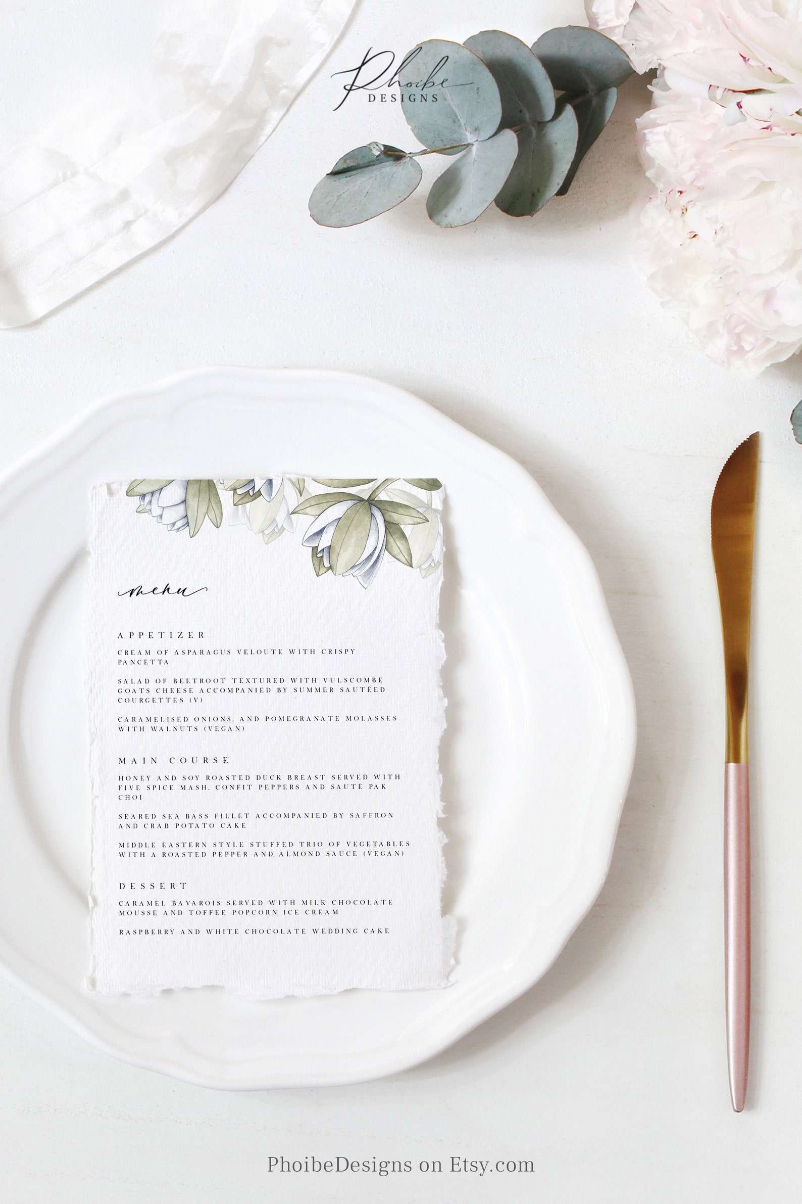 Water Lily Menu Template Printable Personalised Wedding Menu | Etsy