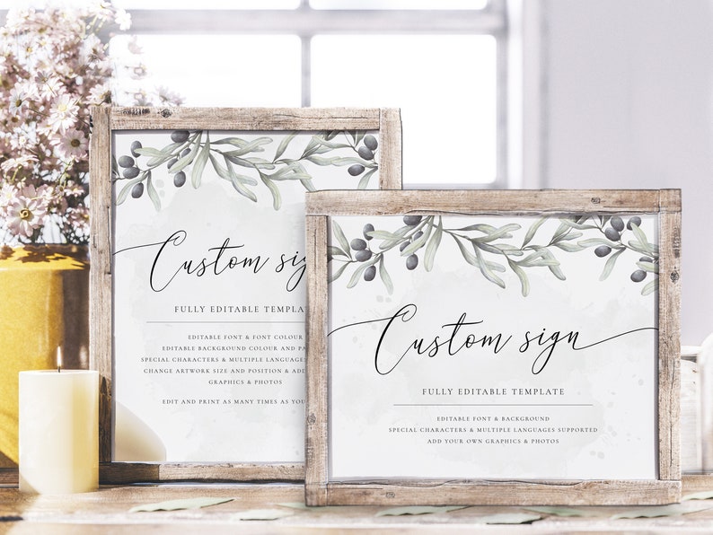 Olive Printable Personalized Wedding Custom Sign Watercolor | Etsy